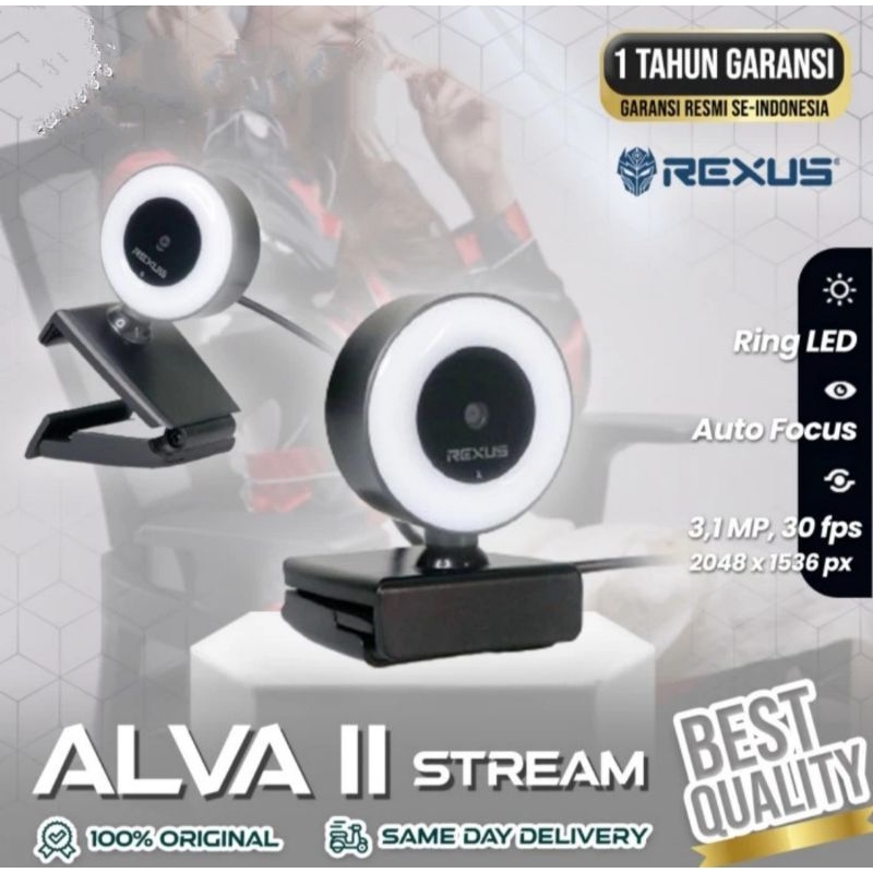 Jual Rexus Webcam Stream Alva II SW-RX03 With Mic + Ring Light | Shopee ...