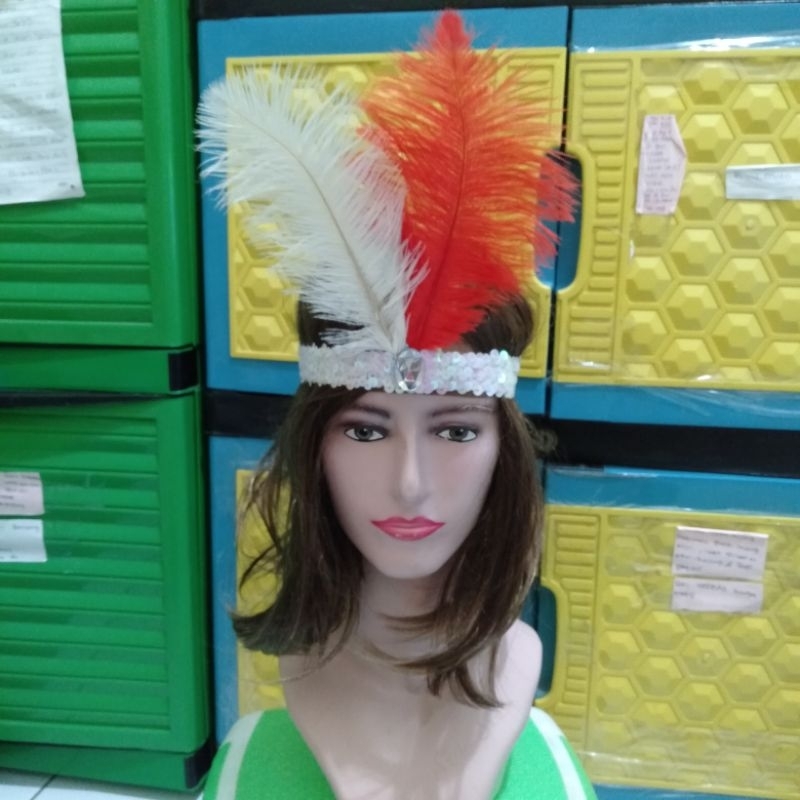 Jual Headband Hiasan Bulu Indian Merah Putih Bando Bulu Indian Merah ...