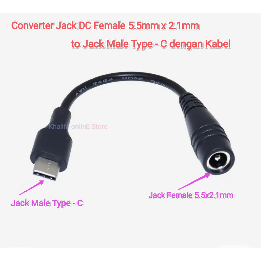 Jual Jack Jek DC Female Male 5.5x2.1mm Type C USB Micro 3.5mm Konverter ...