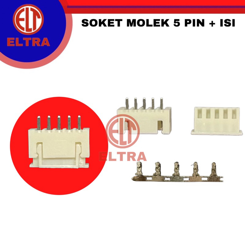 Jual Soket molek molex 2510 2p 3p 4p 5p 6p 7p 8p pin / 1 set + isi komplit white housing ...