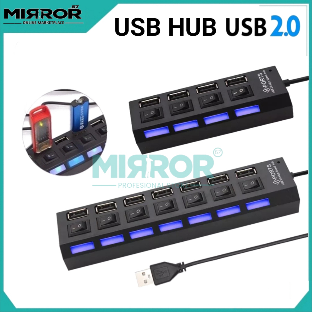 Jual USB Hub 4 Port USB 2.0 Dengan 4 Tombol On/Off Pada Masing Masing ...