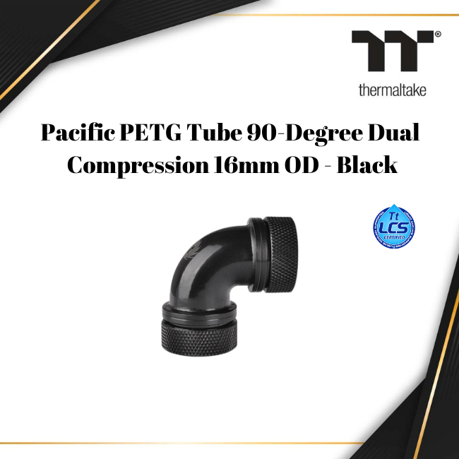 Jual Thermaltake Pacific G1/4 PETG Tube 90-Degree Dual Compression 16mm OD - Black | Shopee ...