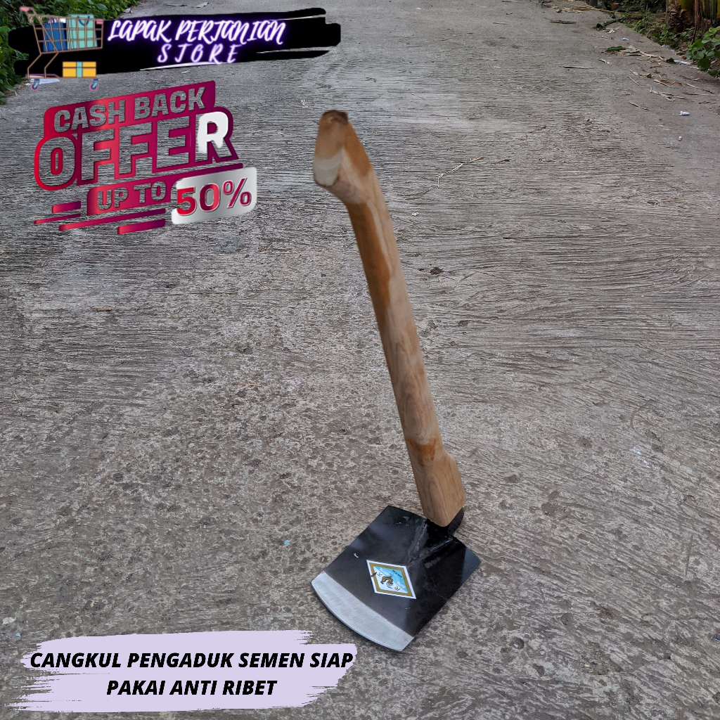 Jual Cangkul Siap Pakai Murah Ukuran Sedang Gagang Kayu Pengaduk Semen ...