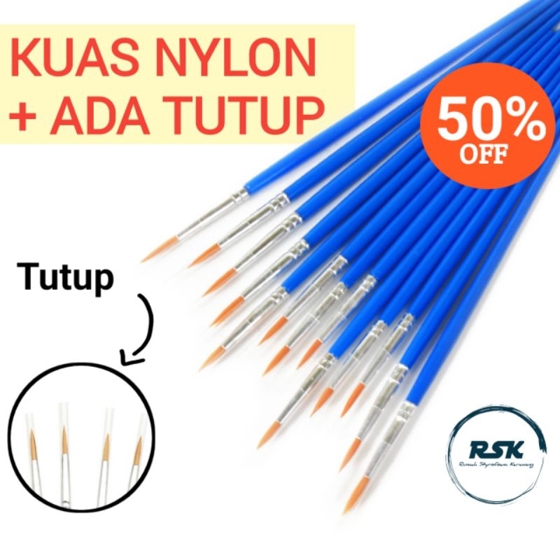 Jual MIGUNANI Kuas Lukis Nylon Round + Ada Tutup Kuas Paint By Numbers ...