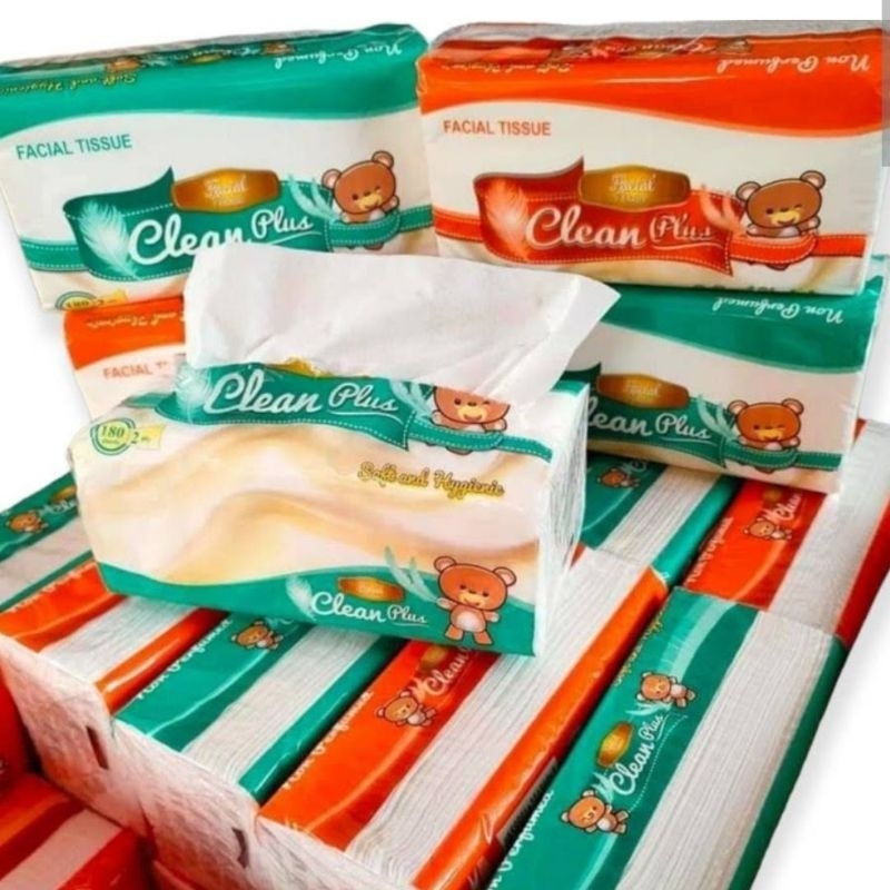 Jual Tissue CLEAN PLUS 180 sheet 2 ply Facial Tissue | Shopee Indonesia