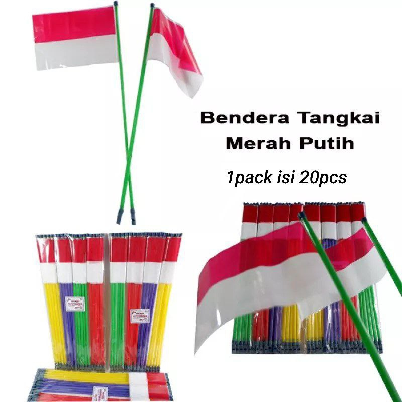 Jual 20 Stick Bendera Merah Putih Plastik Plus Peluit / Gagang Bendera ...