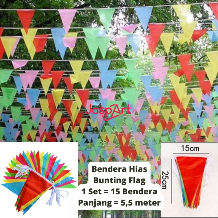 Jual BENDERA SEGITIGA WARNA WARNI BAHAN KAIN Bunting Flag HUT - Banner Flag - Bendera Hias ...