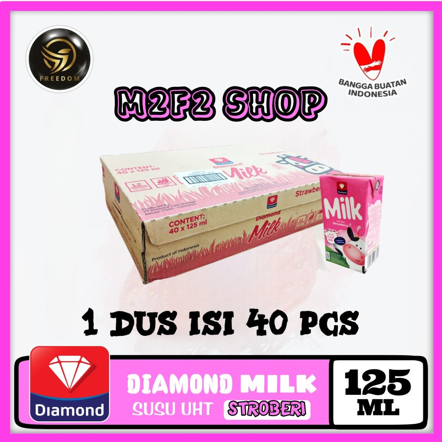 Jual DIAMOND MIlk Susu Kotak UHT Strawberry | Stroberi - 125 ml (Kemasan Karton) | Shopee Indonesia