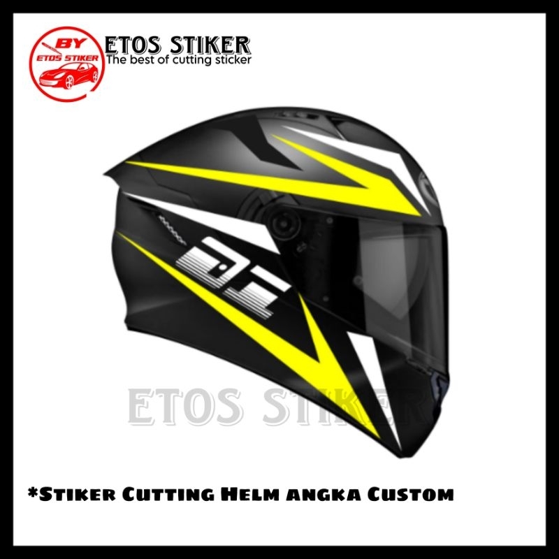 Jual Stiker Helm Custom Angka cutting sticker Helm Full Face | Shopee ...