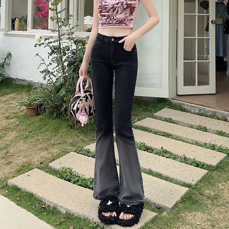 Jual COD jeans cutbray two tone ramping hw korean import | Shopee Indonesia