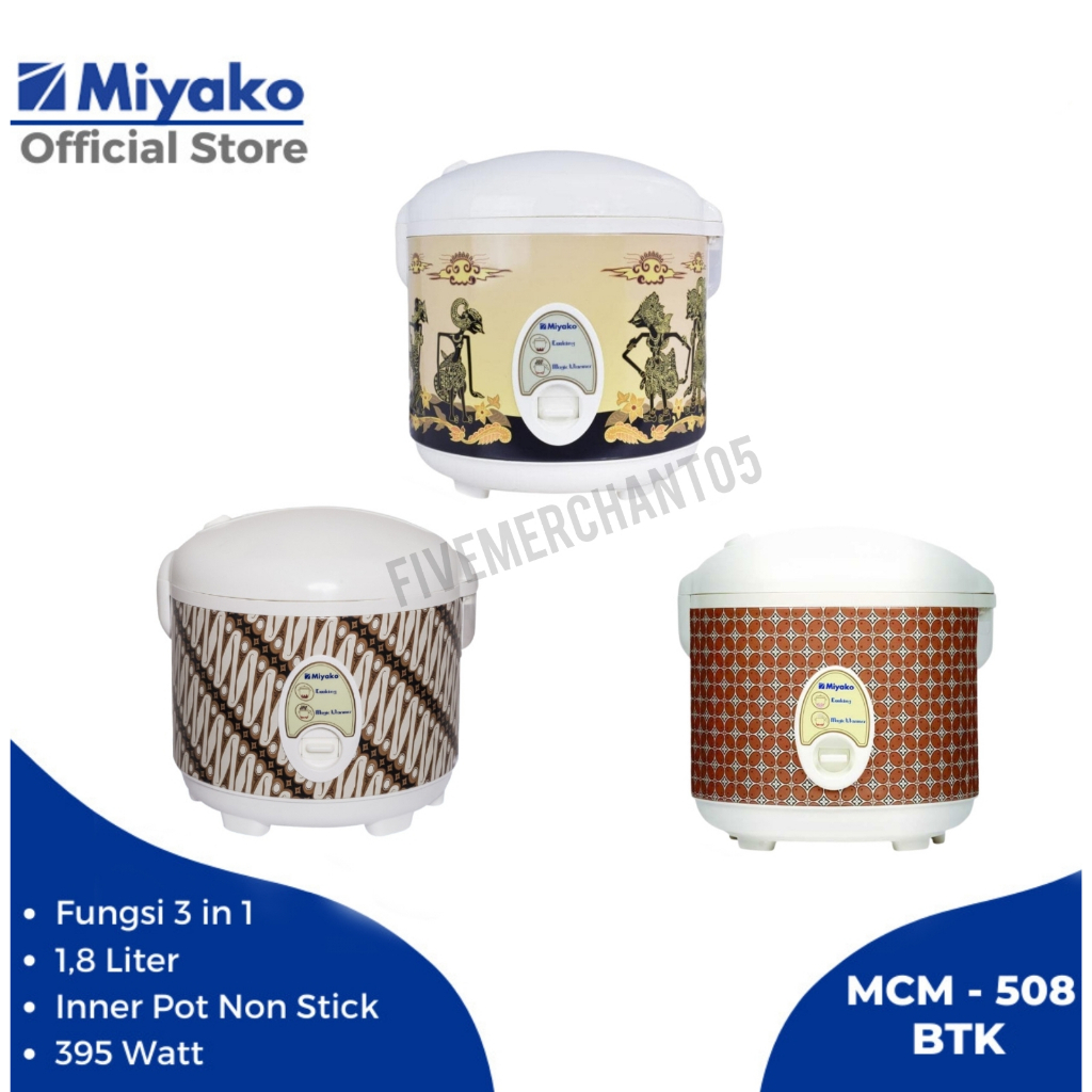 Jual Rice Cooker Miyako MCM 508 BTK WYG PRG Batik Magic Com MCM508 1,8 ...