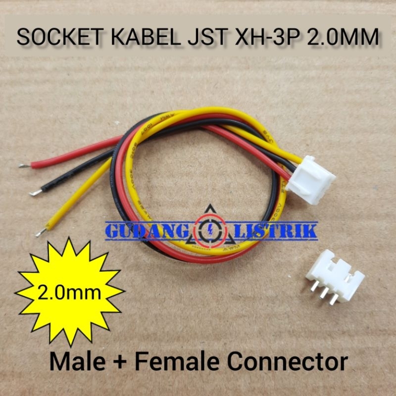 Jual Socket Kabel JST 3 Pin PH3P 2.0mm Pitch Connector Male Female AWG22 | Shopee Indonesia