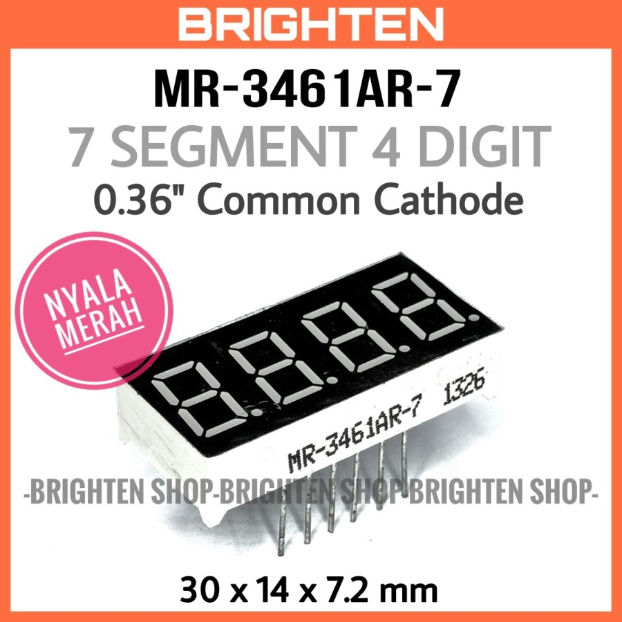 Jual MR-3461AR-7 7 Segmen 4 digit Segment 12 pin Common Cathode Merah ...
