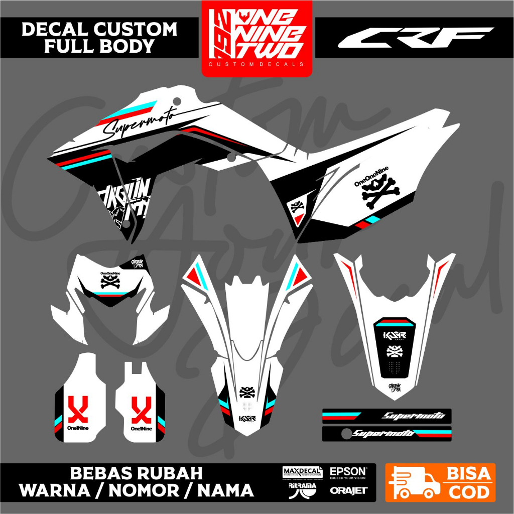 Jual Decal Crf 150 L Putih Fullbody Premium - Dekal Crf 150 Hitam Putih Keren | Shopee Indonesia