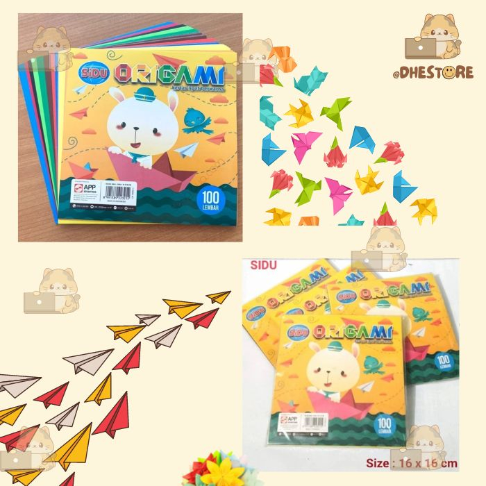 Jual Kertas Origami Besar isi 100 lembar SIDU / kertas lipat 16 x 16 ...