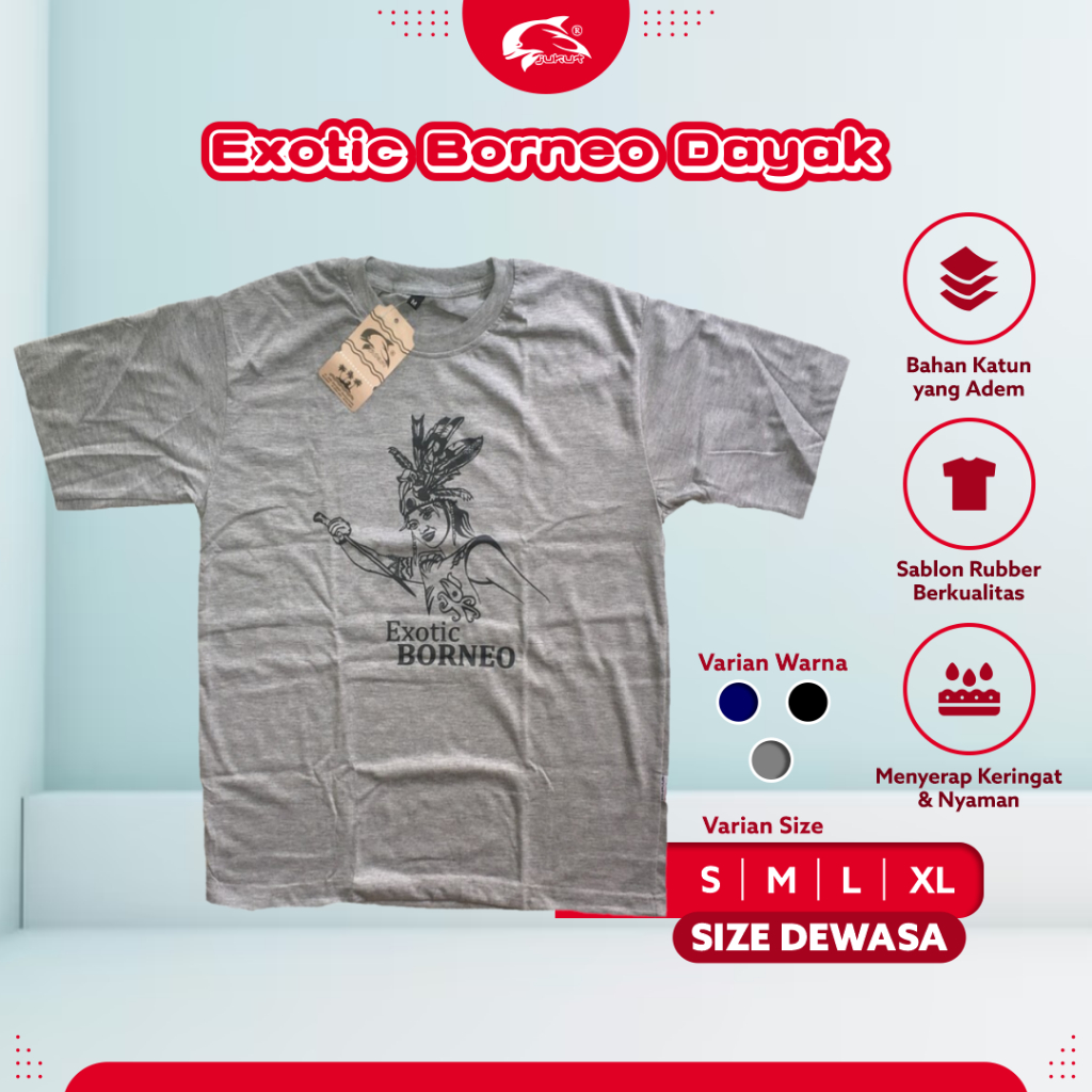 Jual Kaos Pendek Dewasa Dayak Exotic Borneo Edition T-Shirt Oleh Oleh Samarinda Pria Wanita ...