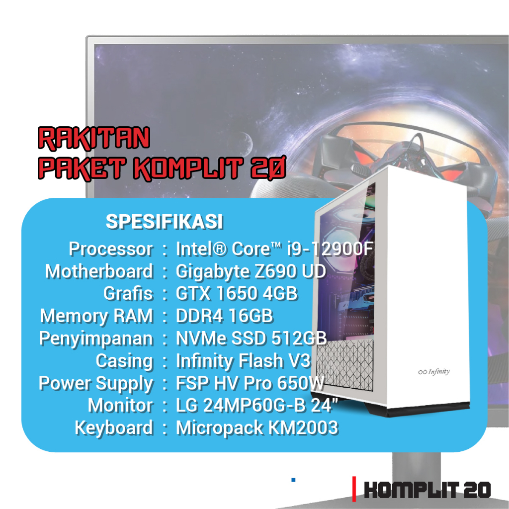Jual Komputer Rakitan Paket Komplit 20 Intel Core i9-12900F 16GB RAM ...