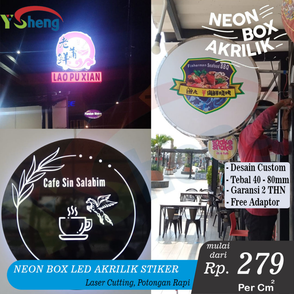 Jual NEONBOX BULAT / KOTAK 1 SISI & 2 SISI / Neon Box Akrilik Custom ...