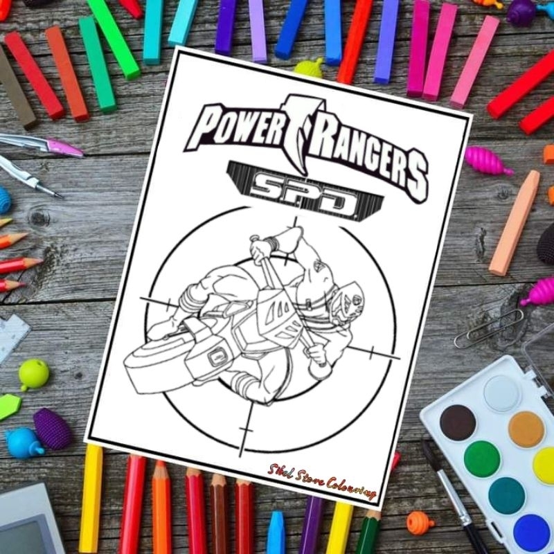 Jual Kertas Mewarnai Anak Tema Power Rangers SPD / Kertas Gambar (10 ...