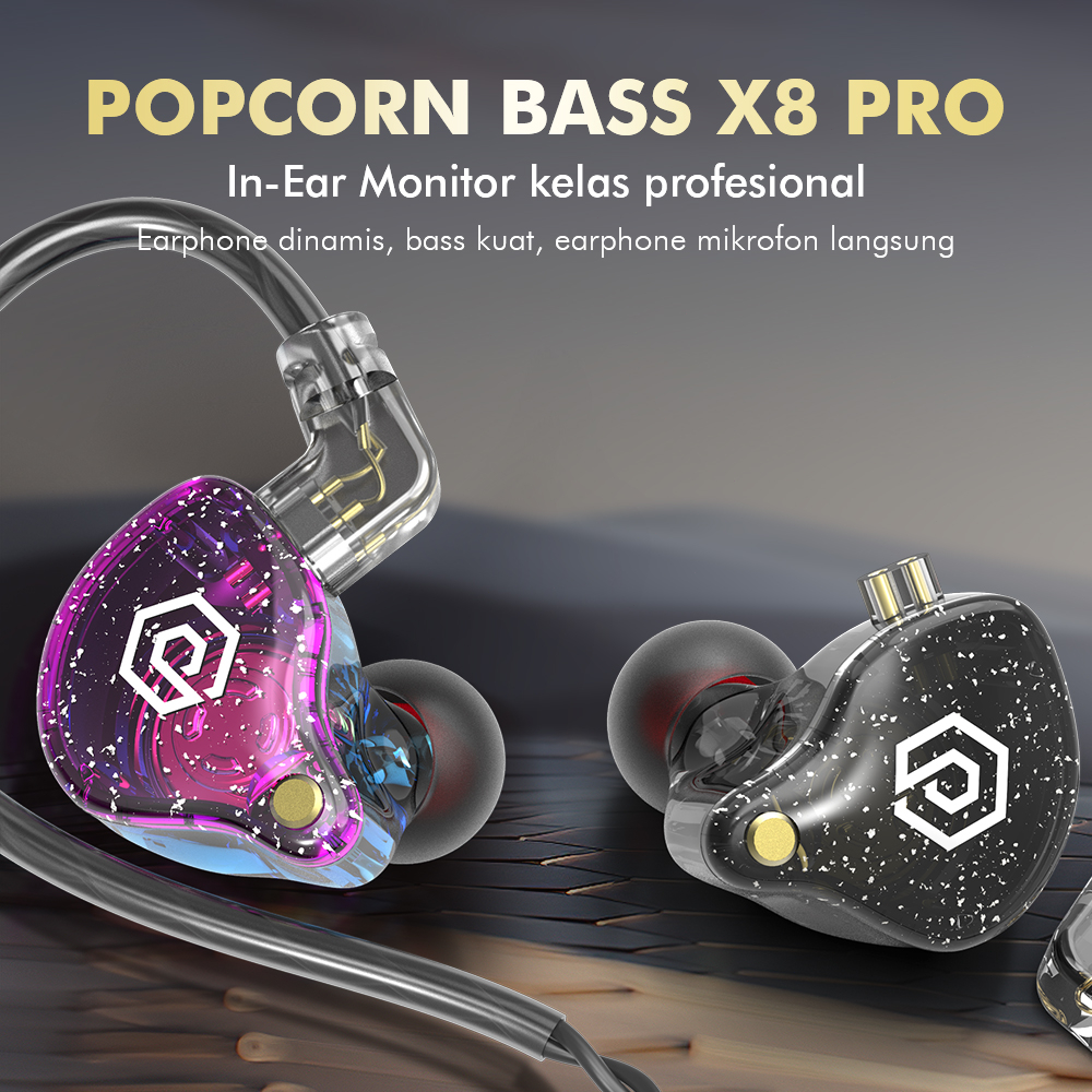 Jual Popcorn BASS X8 PRO Dinamis Earphone HiFi Bass Earbuds In-Ear ...