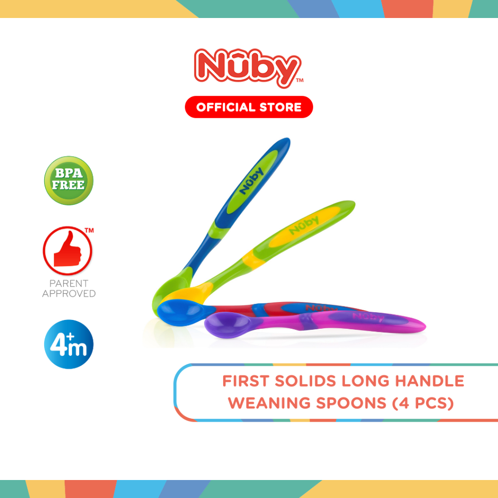 Jual Nuby First Solids Long Handle Weaning Spoons (4 pcs) | Sendok Makan Anak | BPA Free | Usia ...