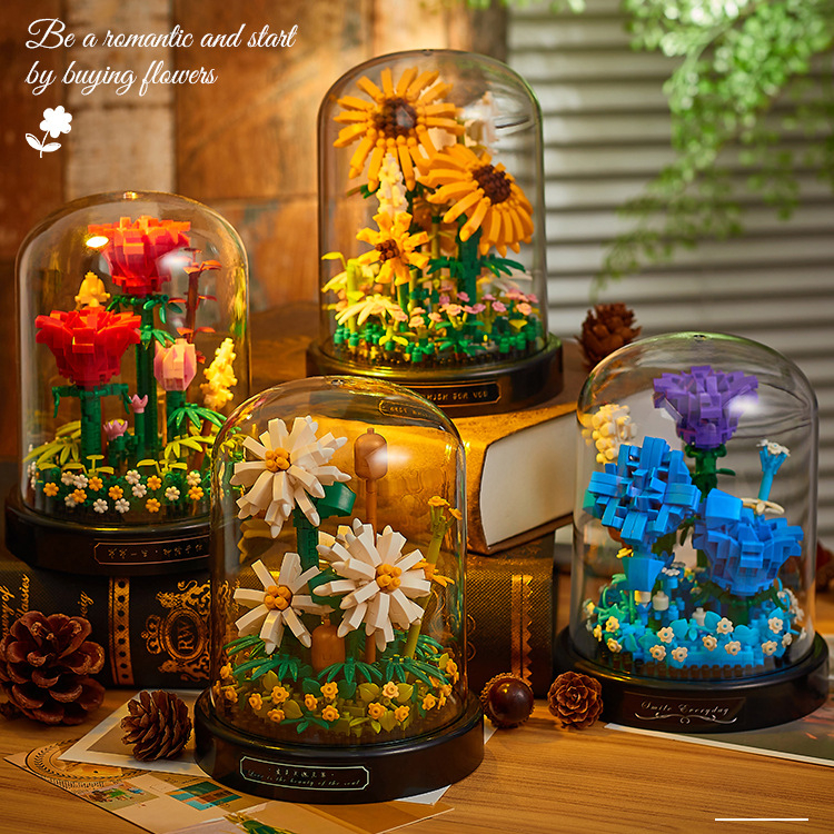 Jual Buket Blok Bangunan Model Bunga 3D Mainan Interaktif DIY Anak-anak ...