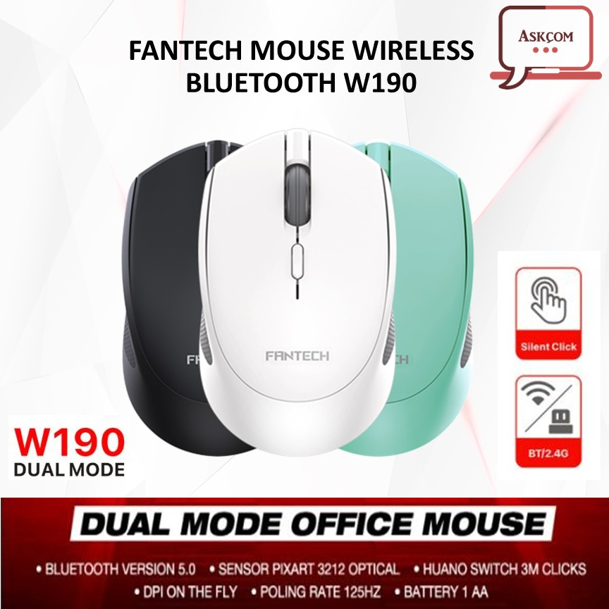 Jual FANTECH Wireless and Bluetooth Mouse DUAL MODE W190 | Shopee Indonesia