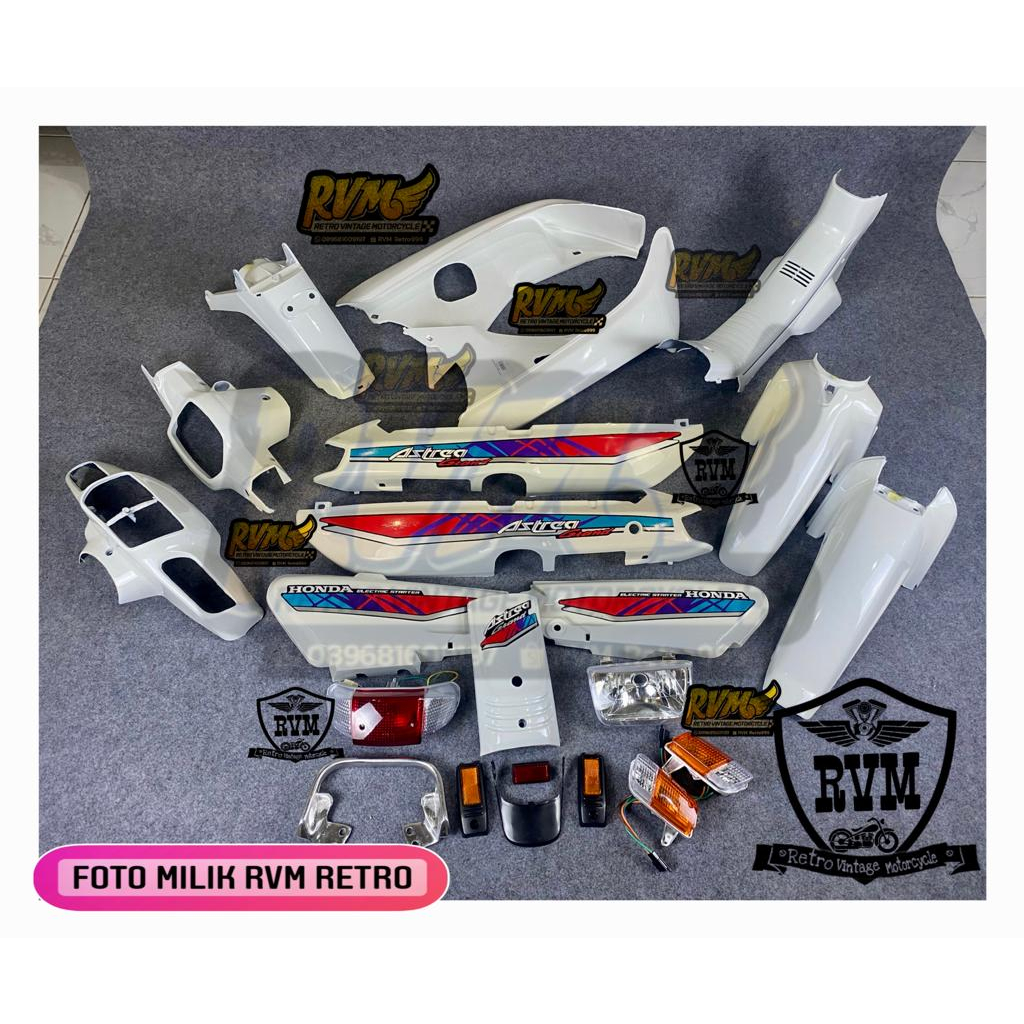 Jual Paket Cover Body Astrea grand bulus th 91 92 putih Full set putih ...