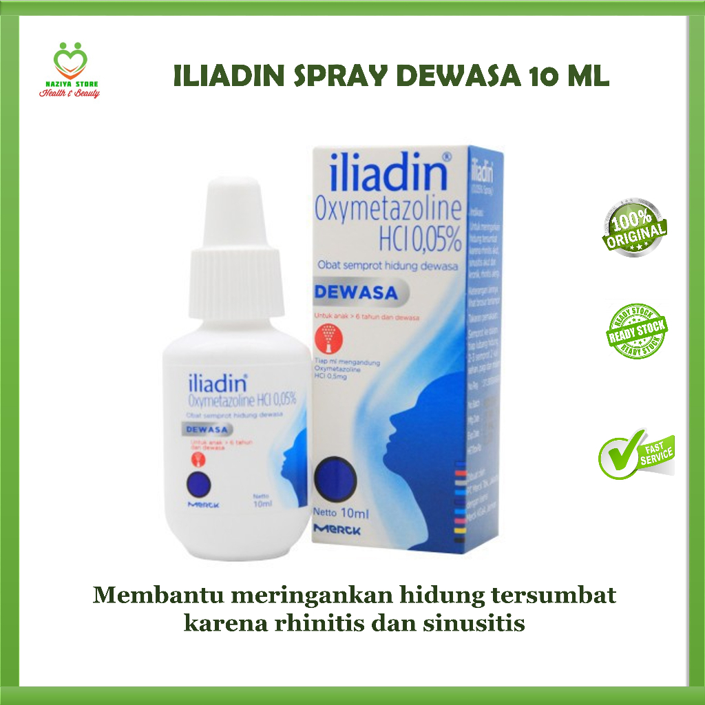 Jual ILIADIN DEWASA 0,05% NASAL SPRAY 10 ML HIDUNG TERSUMBAT,SINUSITIS ...