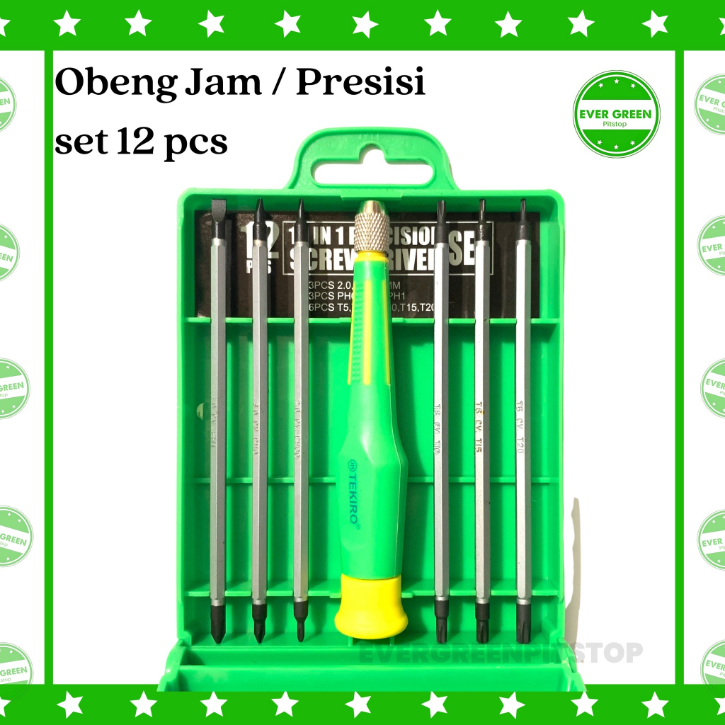 Jual TEKIRO Obeng Presisi Set 12 pcs Obeng Jam / Obeng Mini Kacamata Laptop Handphone 12pcs ...