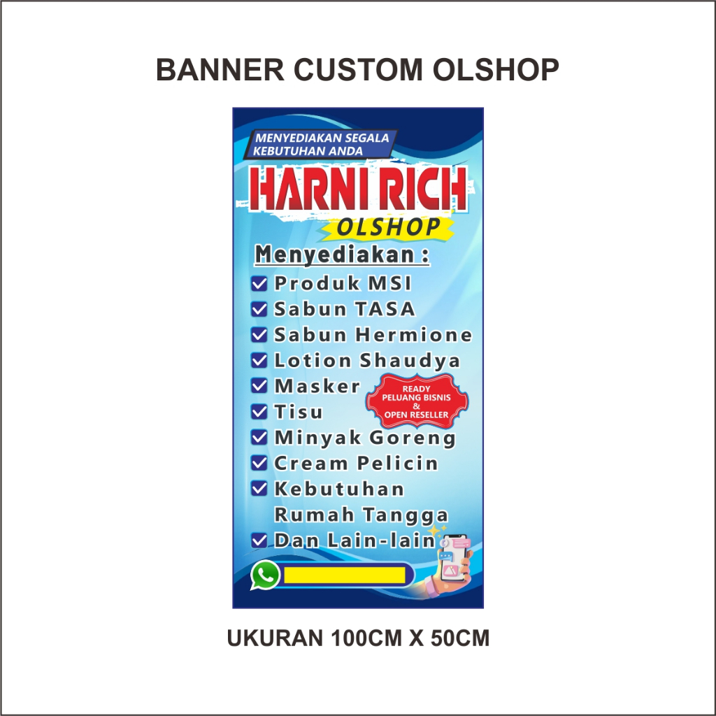 Jual BANNER OLSHOP CUSTOM UK 100X50CM | Shopee Indonesia