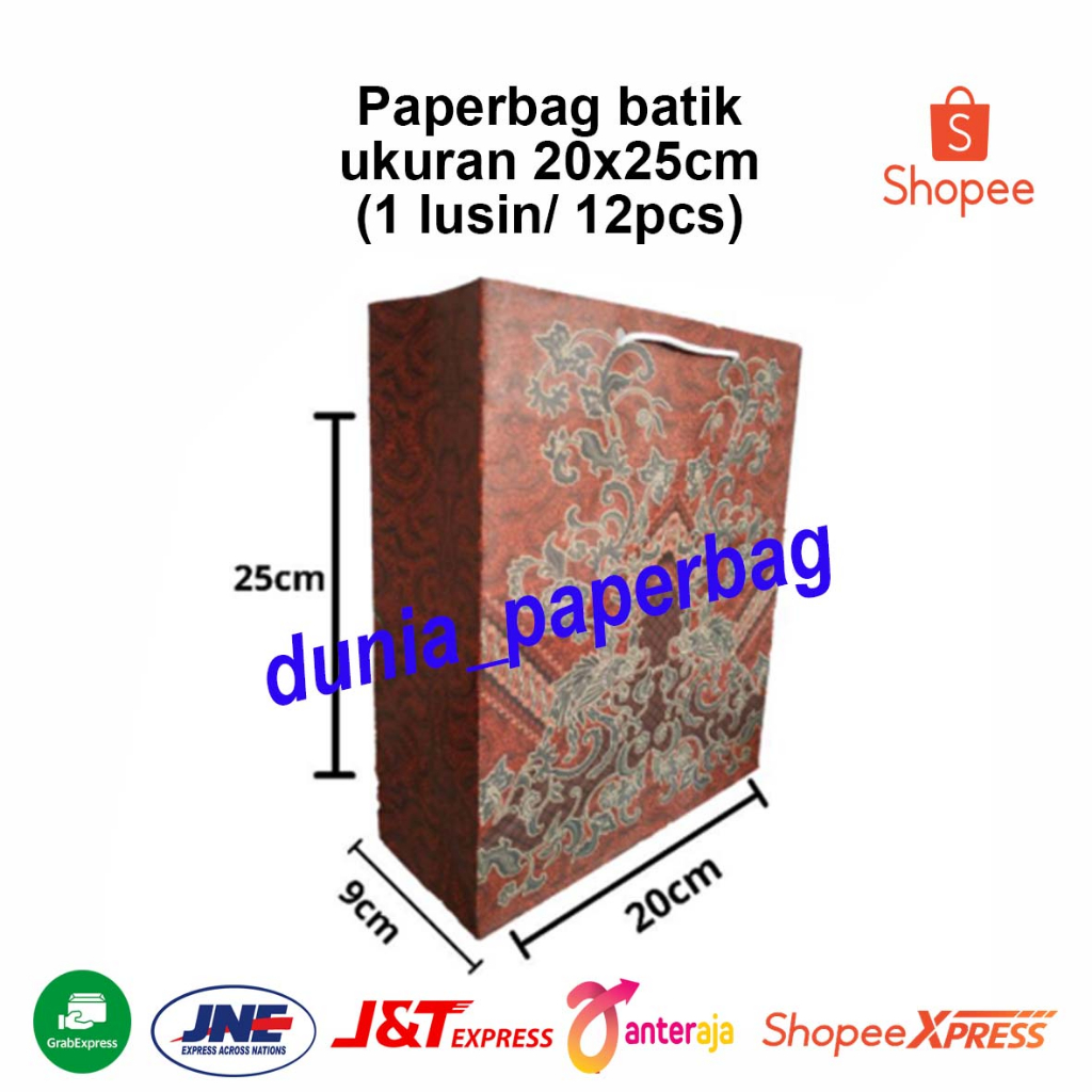 Jual Paperbag batik ukuran 20x25 cm isi 12 pcs/ 1 lusin motif batik ...