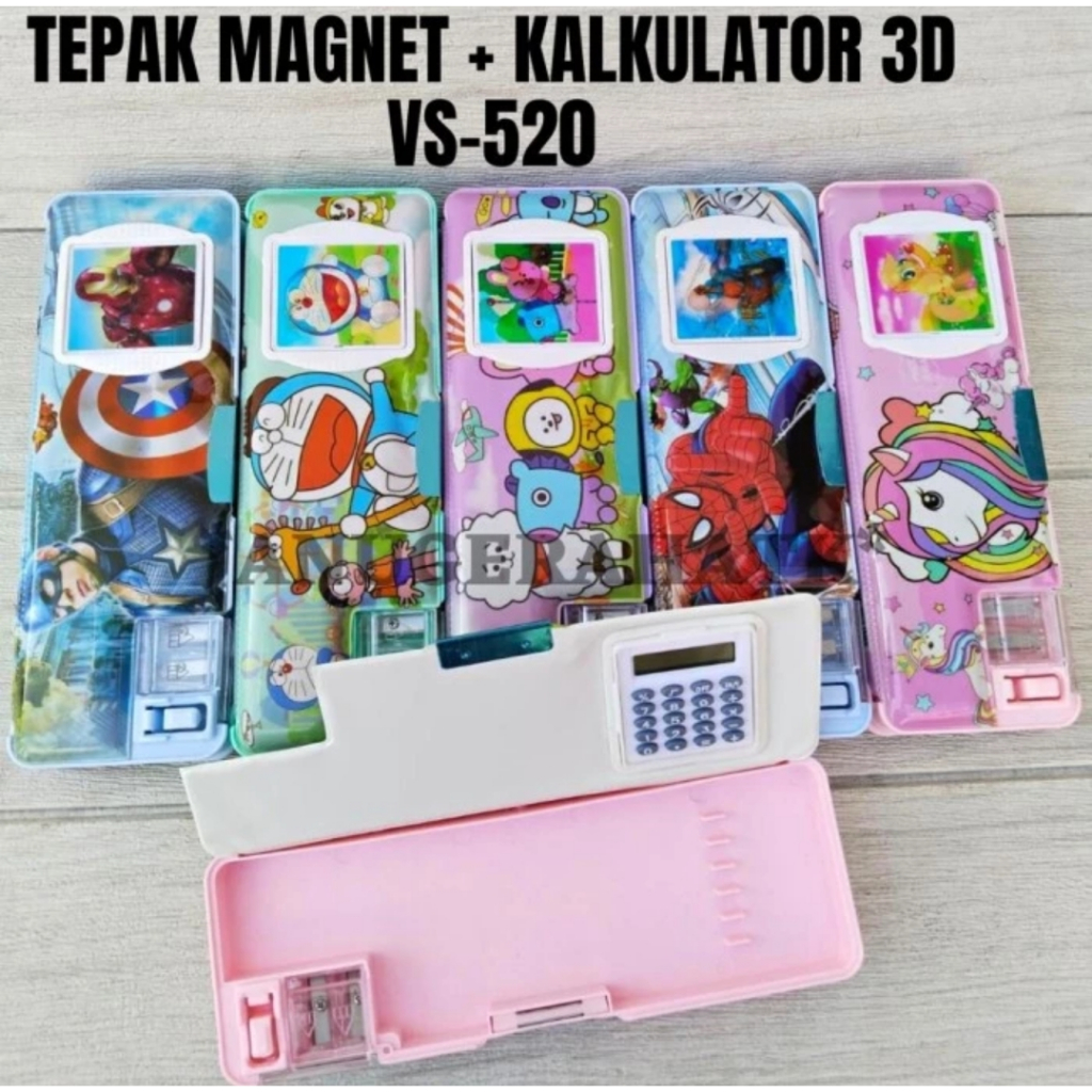 Jual Kotak Pensil Magnet + Kalkulator Motif Cowok / Cewek Tepak Alat ...