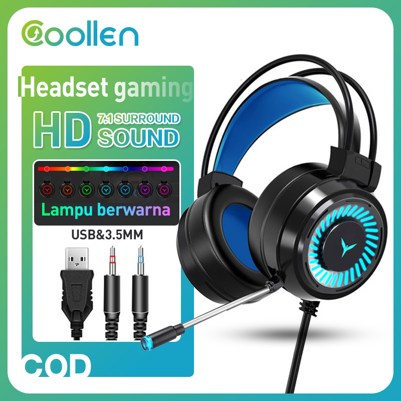 Jual Gaming Headset USB&3.5MM AUX Wired Headsets With Microphone 7.1 ...