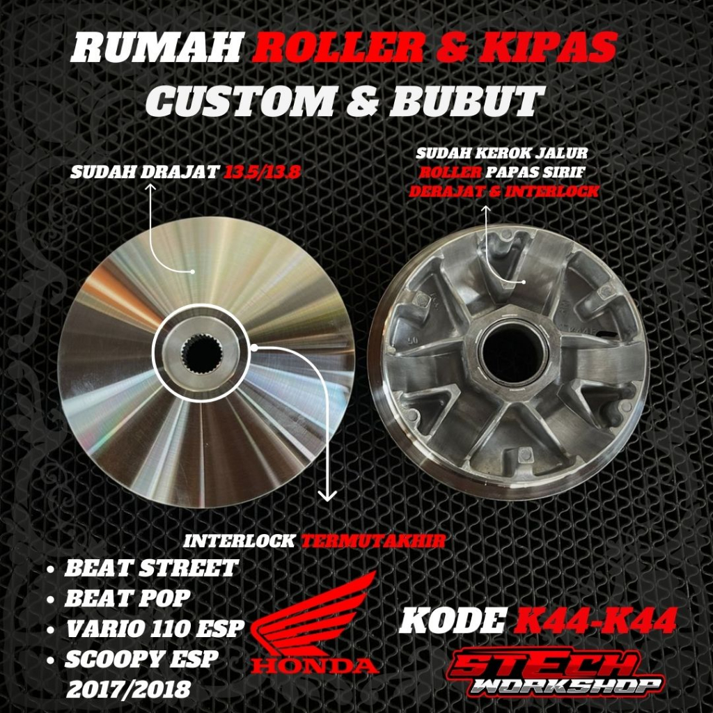 Jual PULLEY SET PULI CUSTOM RUMAH ROLLER NON RACING HONDA GENIO BEAT ...