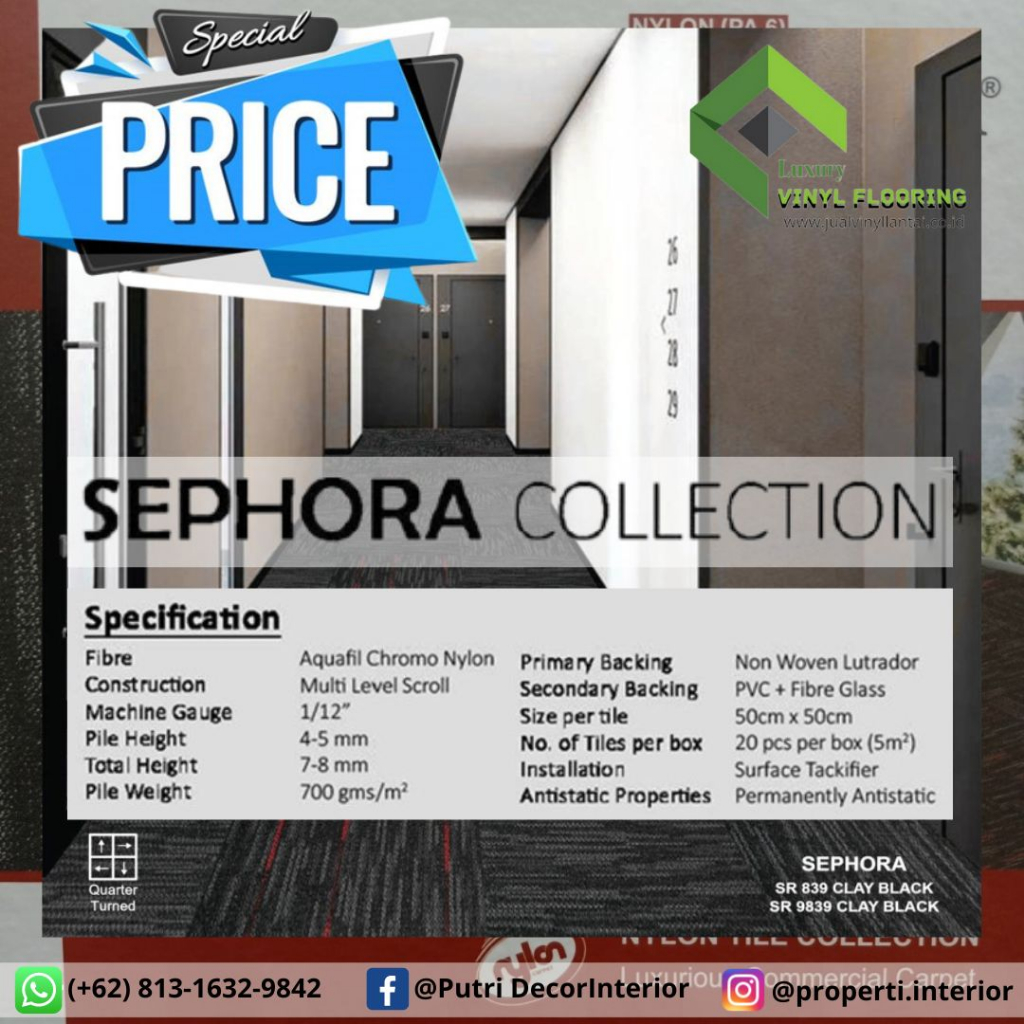 Jual Karpet tile Sephora Plain uk 50cm x 50m tebal 5mm untuk 5m2/box | Shopee Indonesia