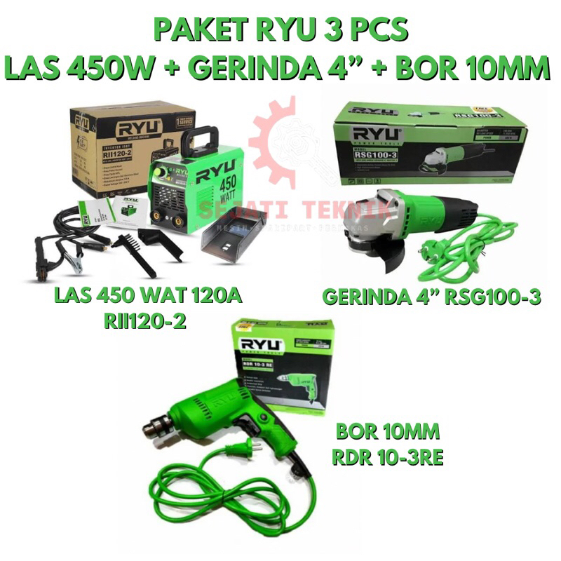 Jual ryu paket 1 set original ryu 3 pcs mesin gerinda mesin las 450 ...