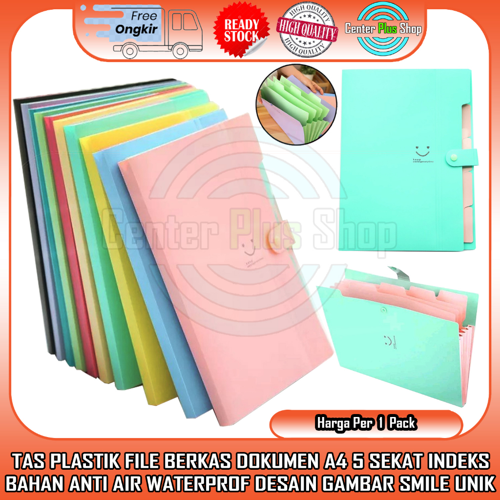Jual Map File A4 5 Sekat Klip Plastik Tebal Warna Pastel Indeks Bahan ...