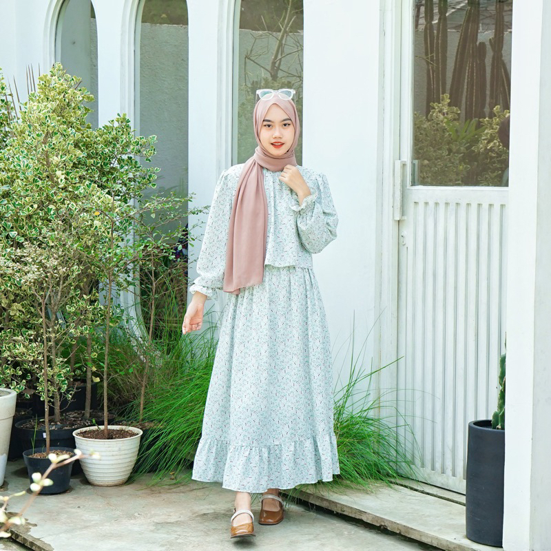 Jual ALUNA DRESS BUNGA GAMIS WANITA KEKINIAN SILK IMPORT BY MEECLO ...