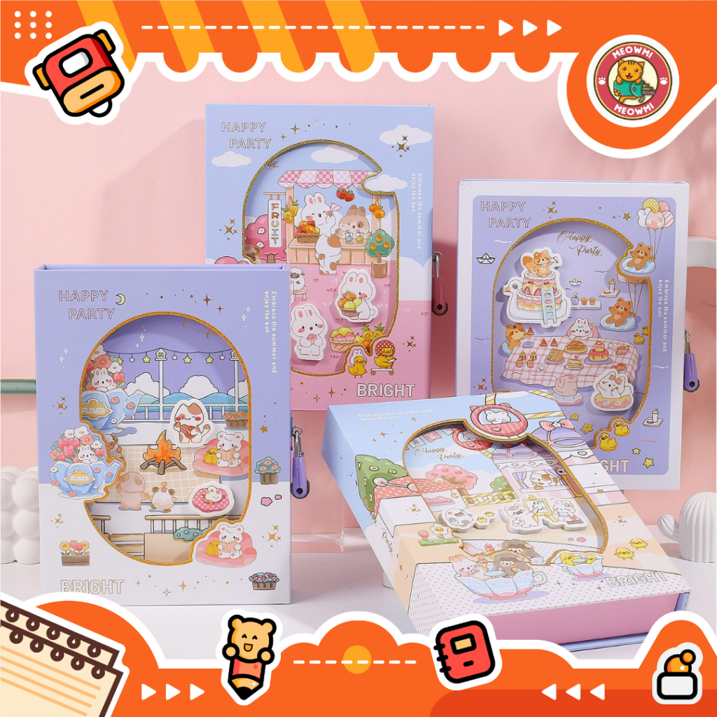 Jual Buku Diary A5 Hard Cover Gembok Privasi Motif Lucu Pastel Kertas ...