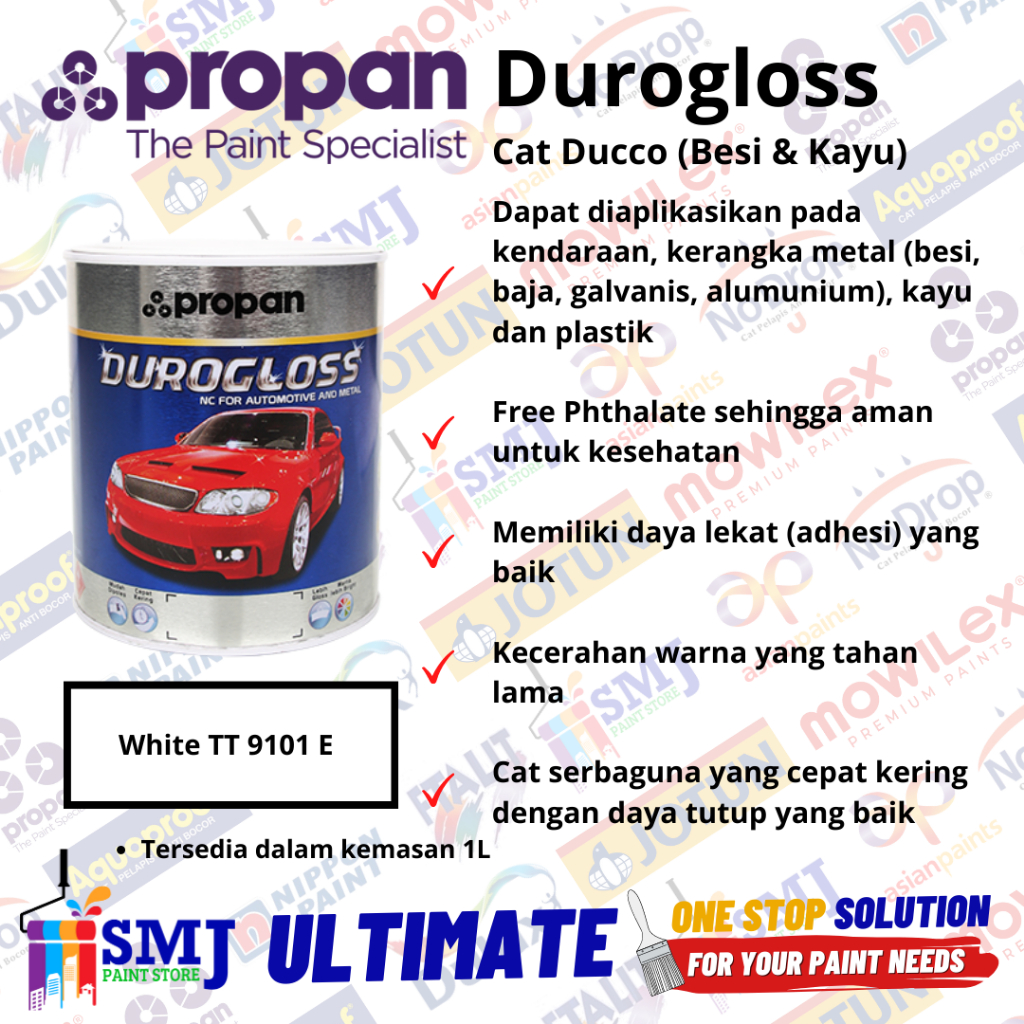 Jual Cat Duco Kayu & Besi PROPAN DUROGLOSS 9101 WHITE TT 1kg / 1L ...