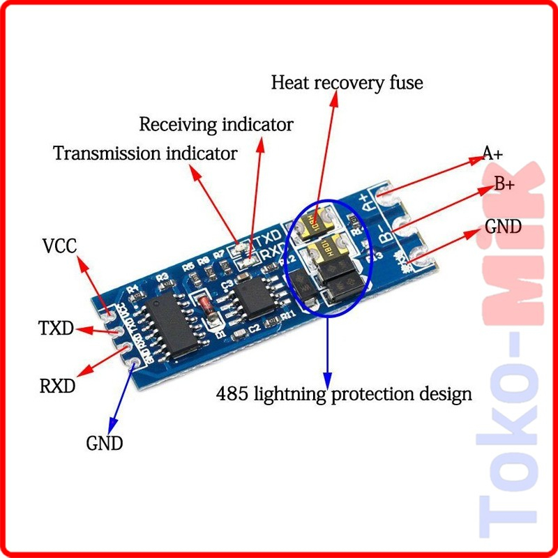 Jual HW-0519 Modul RS-485 Serial Data Transceiver UART TTL to RS485 ...