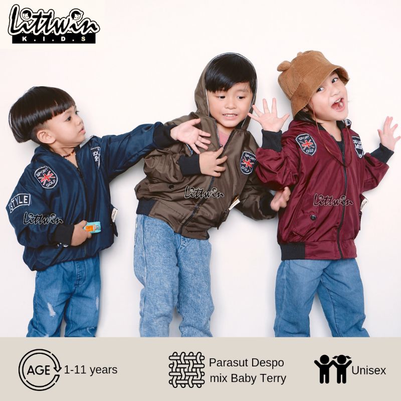 Jual (1-11 tahun) Jaket Anak Bomber Kupluk / Jaket Bomber Anak Bolak ...