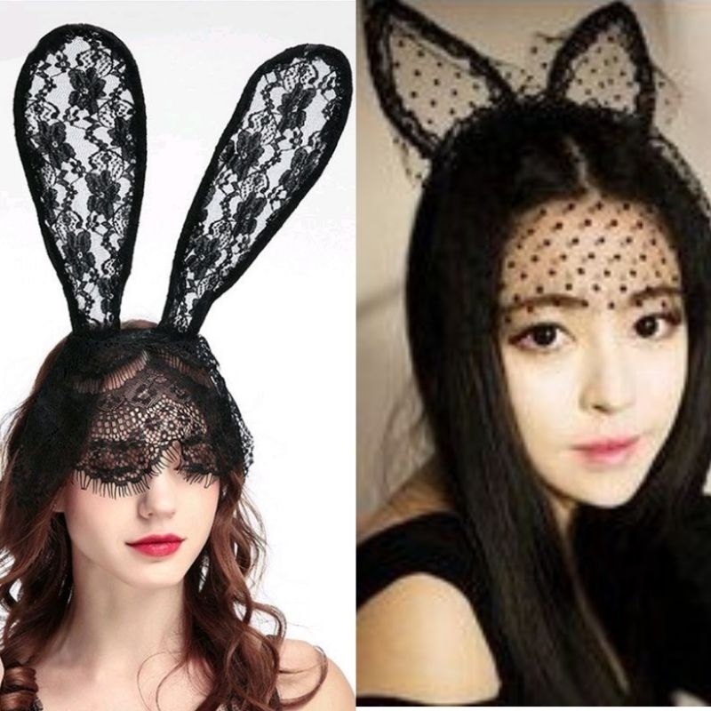 Jual Kostum Halloween Bando Impor Korea Kelinci Kucing Renda Veil Neko ...