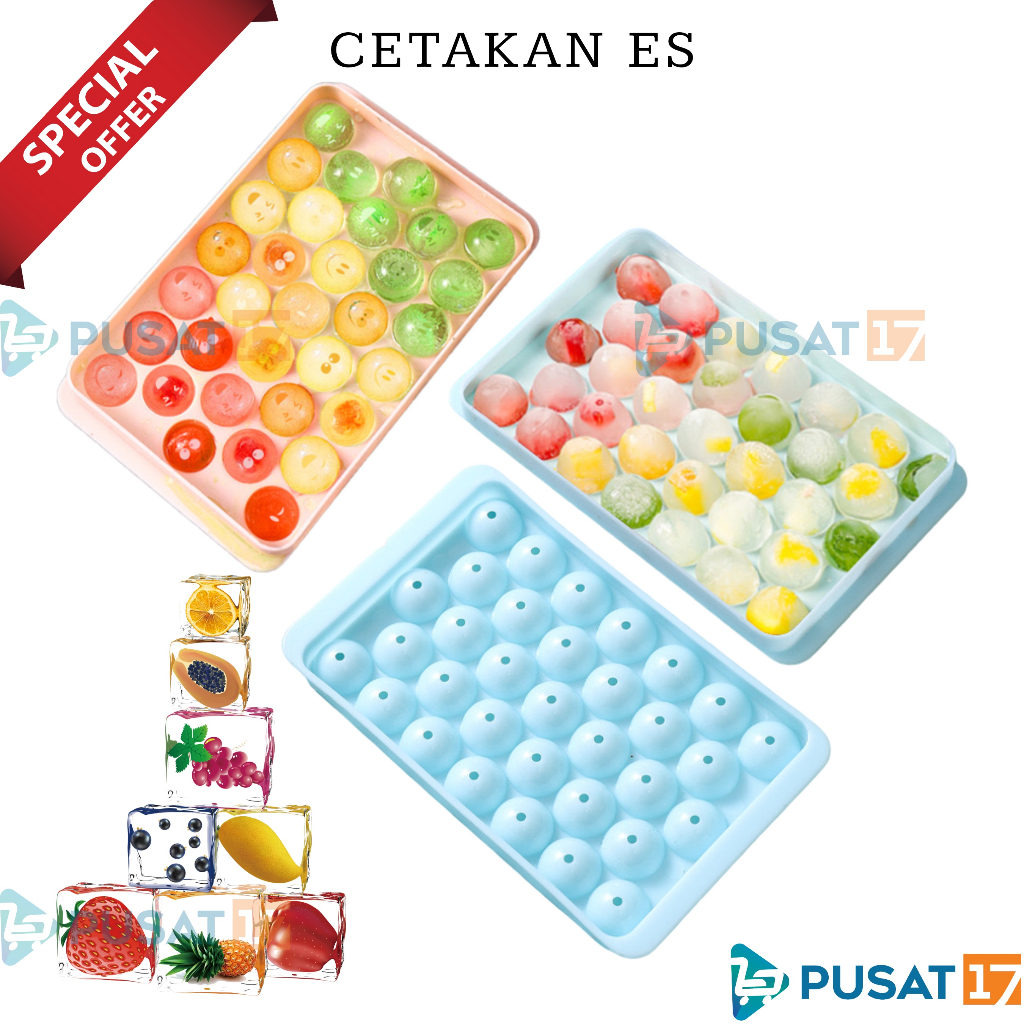 Jual PUSAT17 CETAKAN ES BATU BULAT 33 SLOT / ALAT CETAKAN ES PUDDING ...