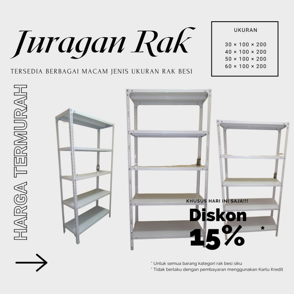 Jual Rak besi serbaguna (5susun) | ukuran (30/40/50/60)×100×200cm ...