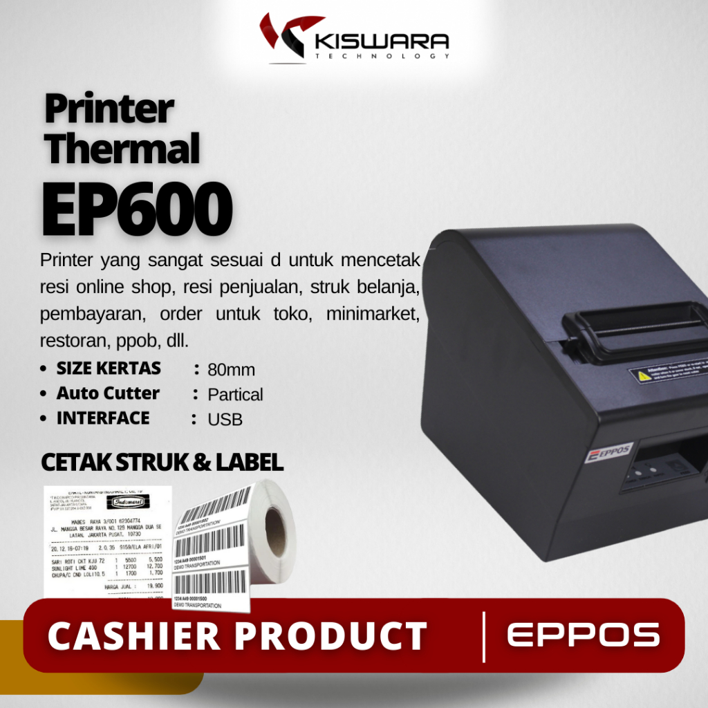 Jual Printer Thermal EPPOS 80mm EP600 - USB - BLUETOOTH | Shopee Indonesia