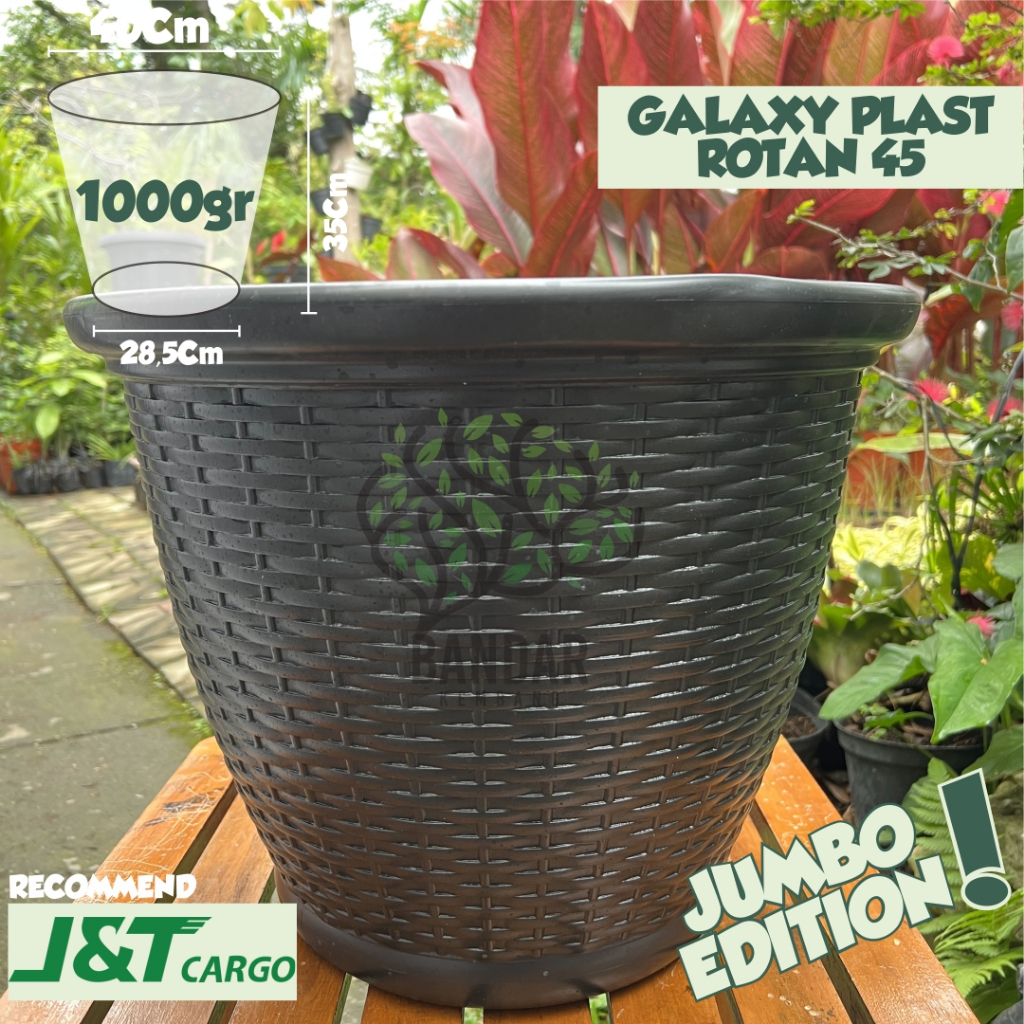 Jual Pot Kopeng Hitam Rotan Ukuran 45 Pot Bunga Hias Jumbo Tebal ...