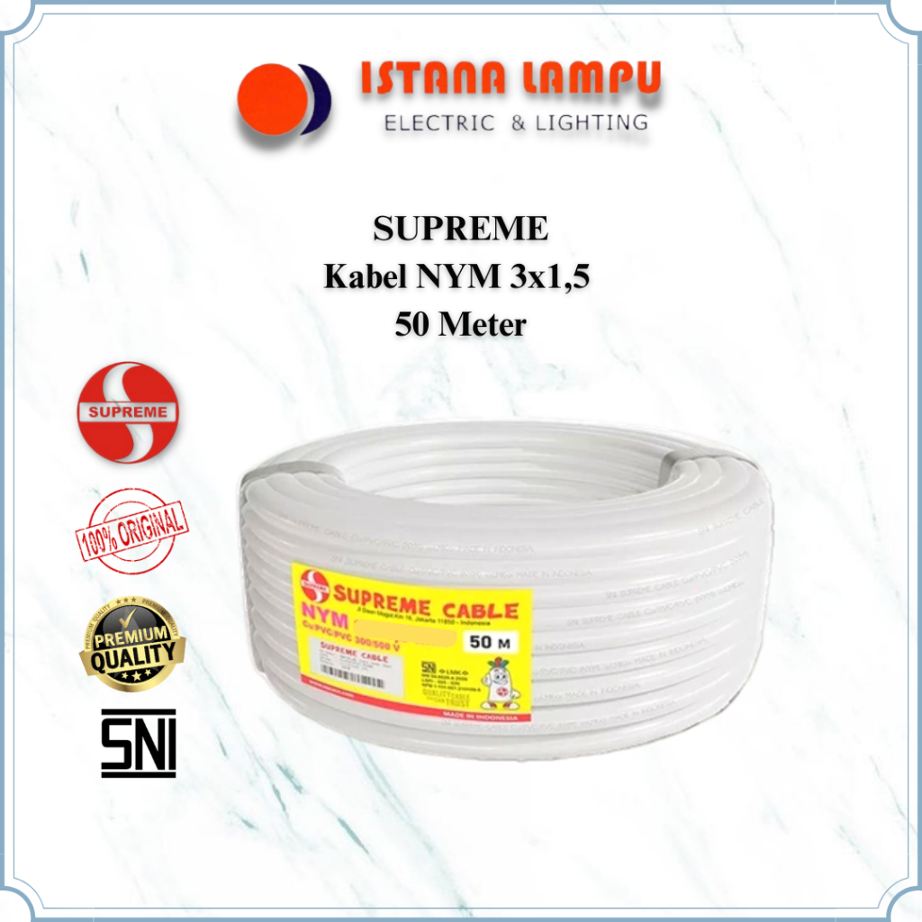Jual Kabel Supreme Nym 3X1.5 Mm Putih 50 Meter | Shopee Indonesia