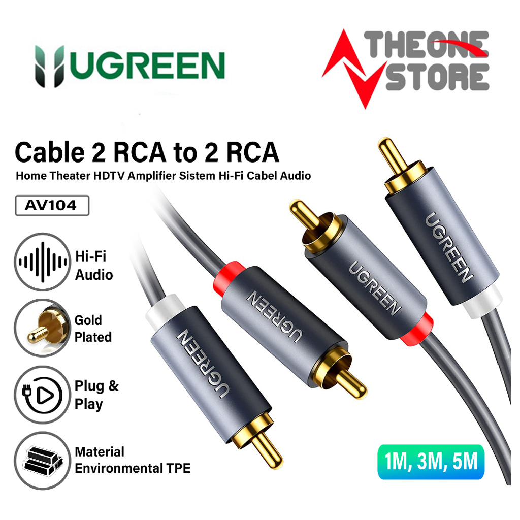Jual UGREEN Kabel RCA to RCA Gold Plated Audio Cable HiFi Stereo ...
